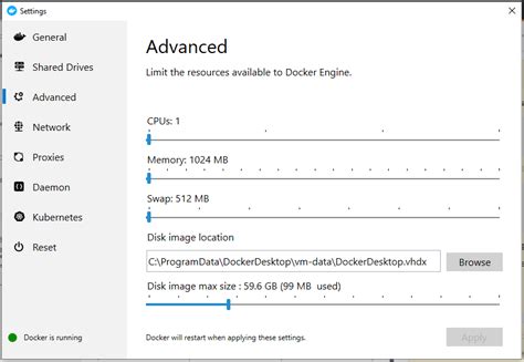 Unable To Reduce Docker Max Disk Image Size On Windows 10 Stack Overflow