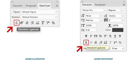 opentype at work standard ligatures