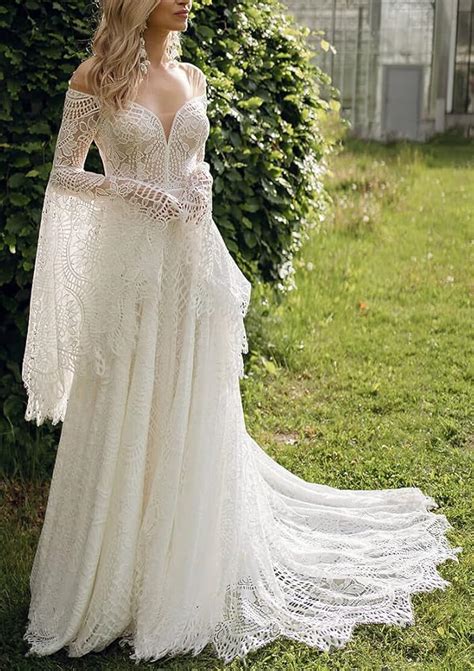 Sales Store Lace Boho Wedding Gown