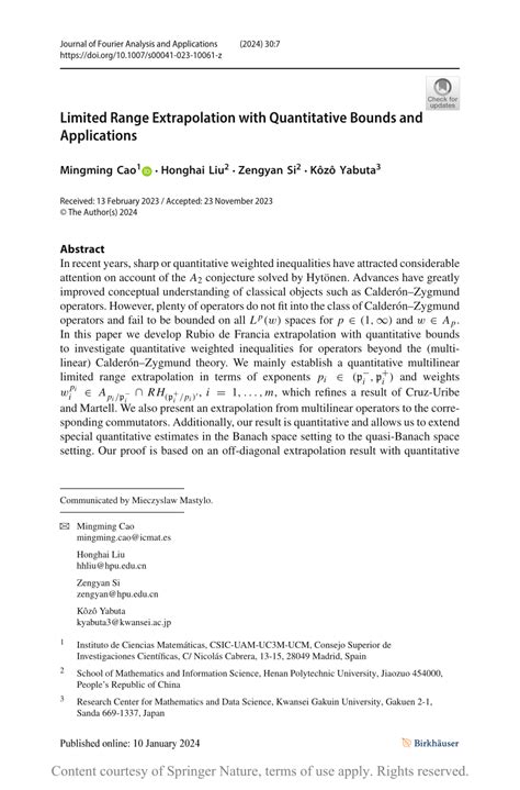 Pdf Limited Range Extrapolation With Quantitative Bounds And Applications