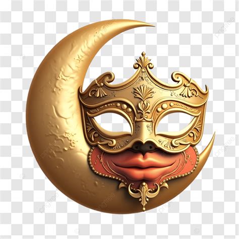 가장 무도회 마스크 예술적이고 축제 장식이있는 황금 초승달 가장 무도회 마스크가있는 황금 초승달 예술적이고 축제 장식 가장 무도회 Png 일러스트 및 이미지 에 대한