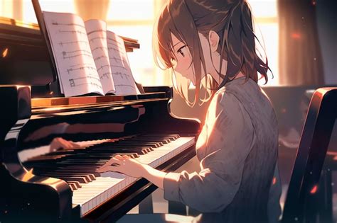 Pretty Anime Girl Playing Piano Cute Anime Girl With Piano Anime