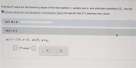 Solved Find The P Value For The Following Values Of The Test Chegg