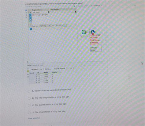 Using The Following Workflow Why Is The Parse Error Message Received