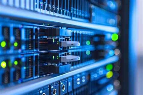 Server Rack With A Minimalist Server Monitoring System Premium AI Generated Image