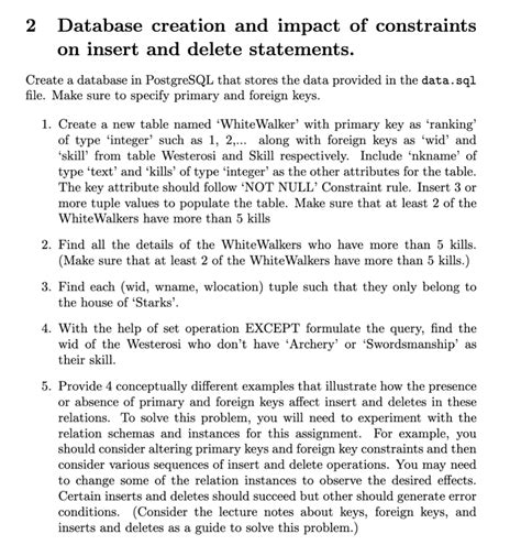 Solved Create Table Westerosiwid Integer Wname