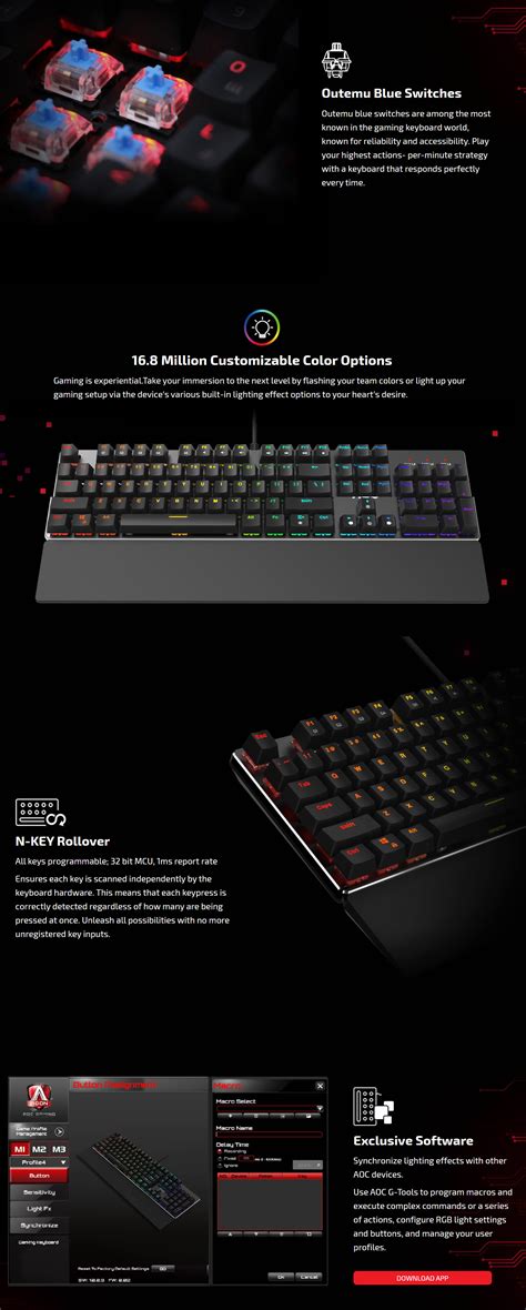 AOC GK RGB Mechanical Gaming Keyboard Outemu Blue Umart Com Au