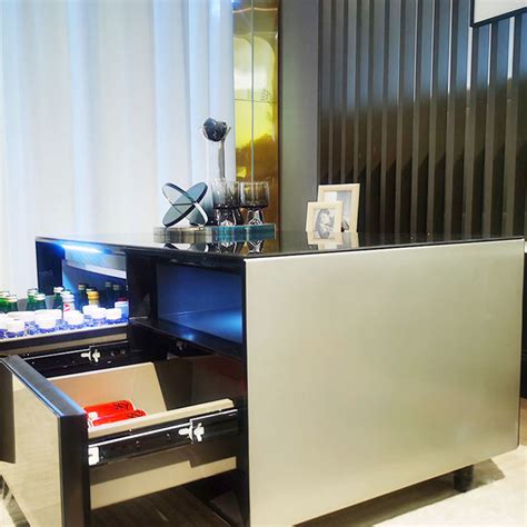 Home Bar Smart Coffee Table With Refrigerator Cooling Drawer Desk