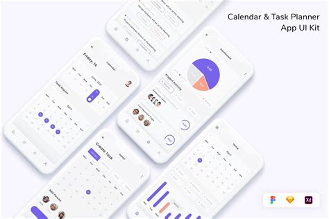 Calendar And Task Planner App Ui Kit Graphic By Betush · Creative Fabrica