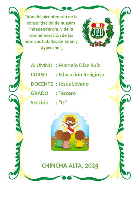 Caratulas ́n Alumno Marcelo Díaz Ruíz Curso Educación Religiosa