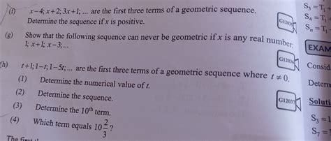 F X 4 X2 3x1 Are The First Three Terms Of A Geometric Sequence Determine The Sequence If X