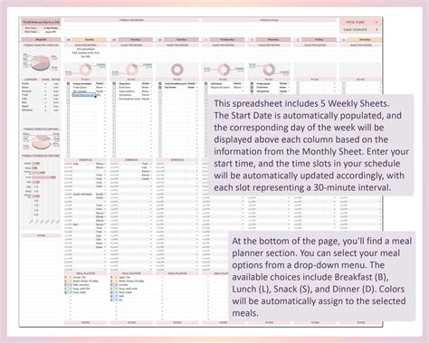 Monthly Planner Spreadsheet Task Management Personal Tasks Etsy