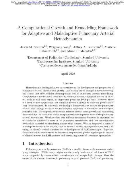 Pdf A Computational Growth And Remodeling Framework For Adaptive And Maladaptive Pulmonary