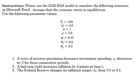 Use The DAD DAS Model To Simulate The Following Chegg Com