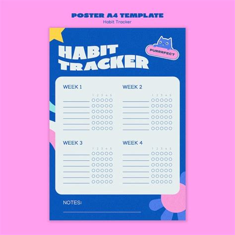 평면 디자인 습관 추적기 템플릿 무료 Psd 파일
