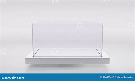 Open Glass Or Plexiglass Box On Stand Aquarium Or Terrarium Isolated