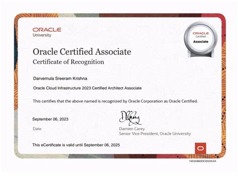 Darvemula Sreeram On Linkedin 🌟 Excited To Share That Ive Successfully Earned My Oracle Cloud…
