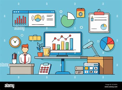 Innovative Office Setup With Charts Graphs And Tools For Visualizing Data And Driving