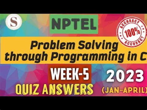 Problem Solving Through Programming In C NPTEL Week Programming