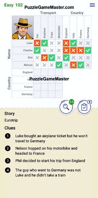 Cross Logic Easy Level Answer Eurotrip Puzzle Game Master
