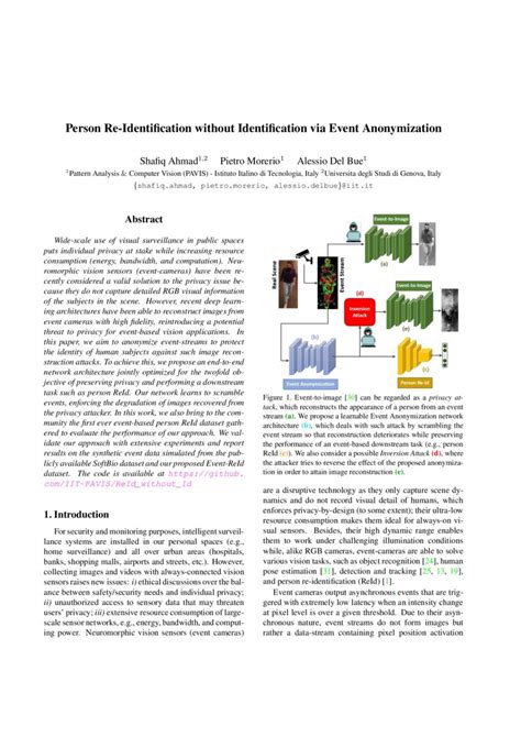Person Re Identification Without Identification Via Event Anonymization