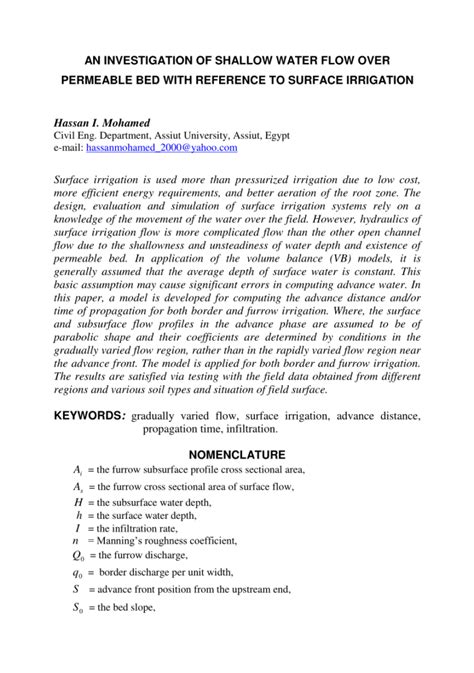 Dewatering Calculation Spreadsheet In Pdf Effect Of Dewatering Schemes