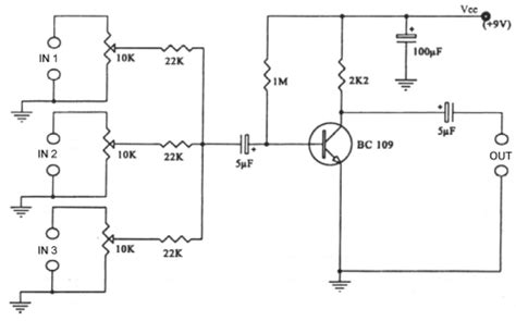 Elec Circuit วงจรมกเซอร 3 input Integrated mixer 3 input
