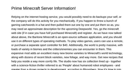 High Minecraft Server Informationdiiyqpdfpdf Docdroid