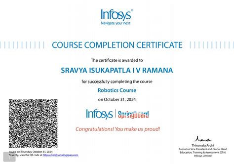 Sravya Isukapatla On Linkedin Robotics Learningjourney Skillsdevelopment Infosys Springboard