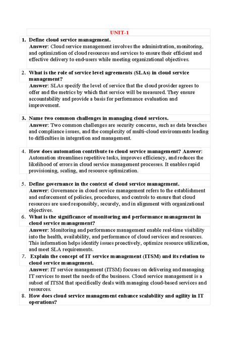 CSM Marks Ccs Study Notes On Cloud Service Management Concepts Studocu