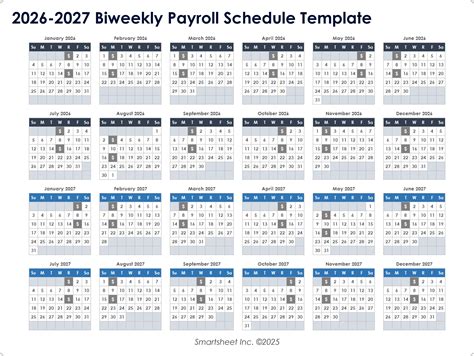 Biweekly Payroll Schedule Template 2020 Example Calendar Printable