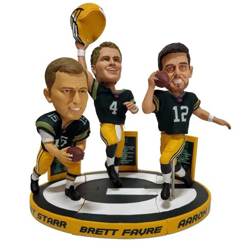 Green Bay Packers Triple Bobblehead Puzzle Set Bart Starr Brett Fav
