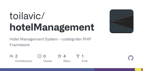 GitHub Toilavic HotelManagement Hotel Management System CodeIgniter PHP Framework