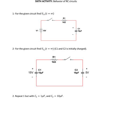 Solved SIXTH ACTIVITY Behavior Of RC Circuits For The Chegg Com