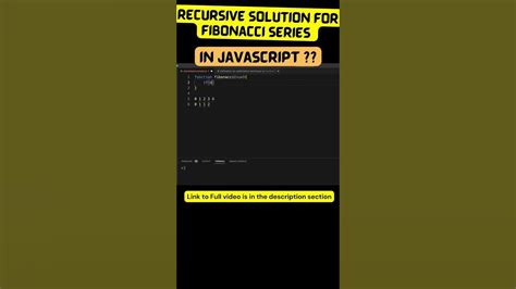 Learn Recursive Solution To Fibonacci Series In Javascript Important Topic For Interview