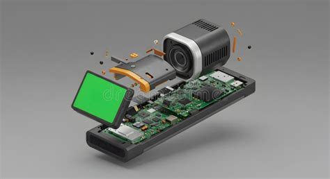 Exploded View Of Modern Security Camera Showcasing Complex Internal Structure Stock Illustration