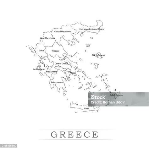 Ilustración De Mapa En Blanco Y Negro De Las Divisiones Administrativas