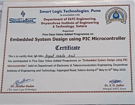 Nikita Anpat On Linkedin Successfully Completed Workshop On Embedded