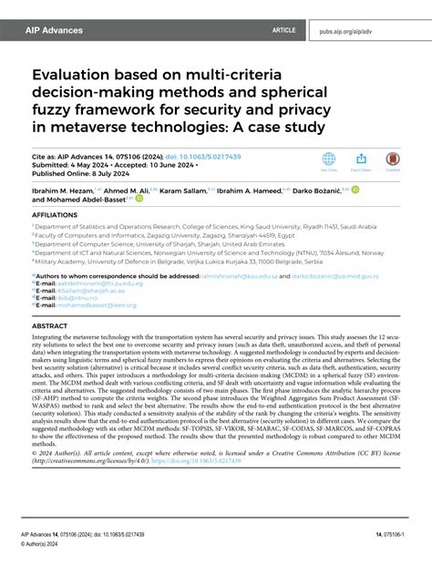 Pdf Evaluation Based On Multi Criteria Decision Making Methods And Spherical Fuzzy Framework