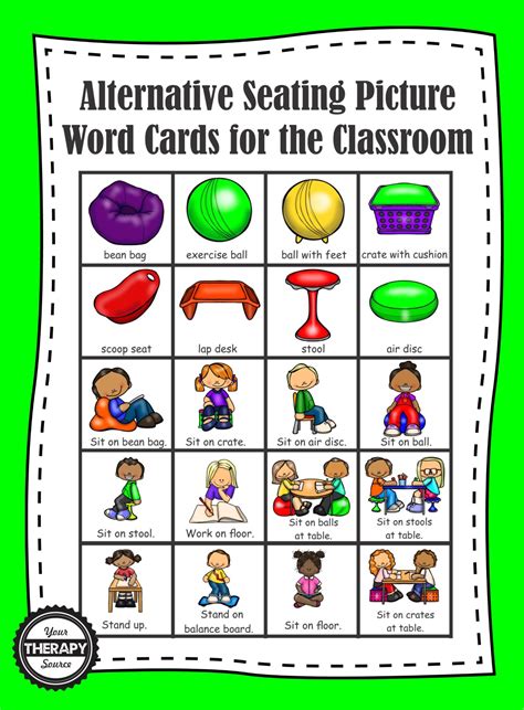 Flexible Seating Ideas Free Visuals Your Therapy Source
