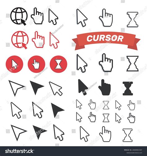 Pixel Cursors Icons Mouse Hand Arrow Stock Vector Royalty Free 2040901547 Shutterstock