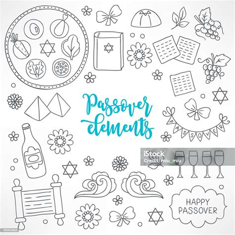 Hand Drawn Passover Design Elements Stock Illustration Download Image