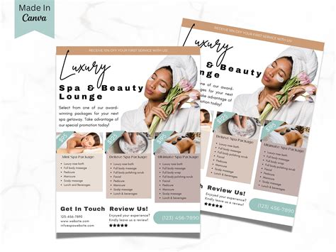Diy Massage Spa Beauty Flyer Templates Editable Printable Etsy