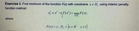 Solved Exercise 2 Find Minimum Of The Function Fx With