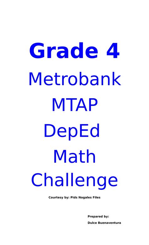 Grade 4 Mtap Reviewer Math Challenge