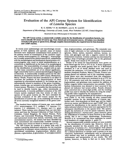 Pdf Evaluation Of The Api Coryne System For Identification Of