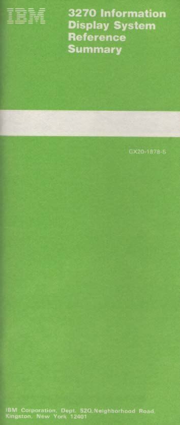 IBM Information Display System Reference Summary Manual Computing History