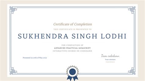 Sukhendra Singh Lodhis Certification For Advanced Practical Javascript