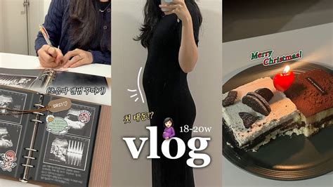 Vlog 처음 느껴본 태동👼🏻 임신 18 20주차임신중기 배크기 초음파앨범 꾸미기 에어팟으로 심장소리 듣기 크리스마스 데이트 임산부 일상 브이로그