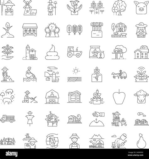 Horticulture And Agriculture Line Icons Signs Symbols Vector Linear Illustration Set Stock